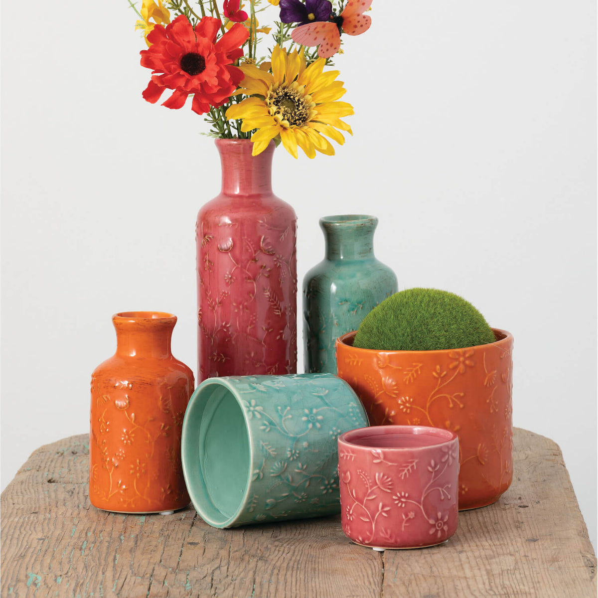 MINI FLORAL RELIEF FLOWER POT Set 3 – Hipimi